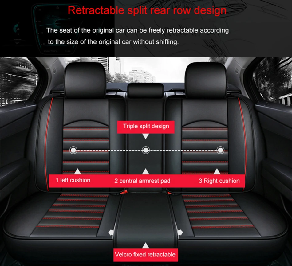 Set Huse Auto Fata Spate Universale Linii, Piele eco, Negru cusaturi ...