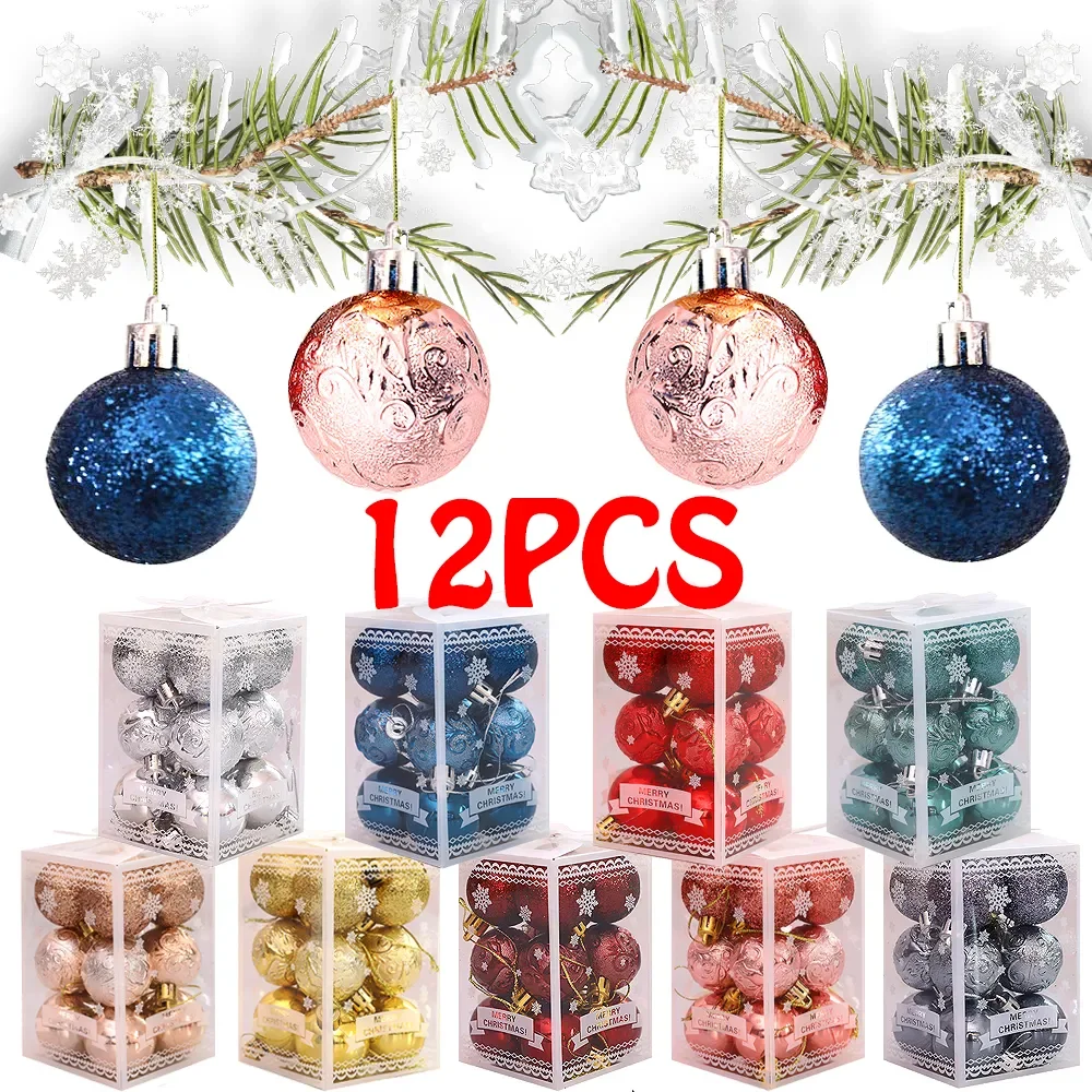 12Pcs-Christmas-Decorative-Balls-Gold-Red-Green-Xmas-Tree-Pendent-Home ...