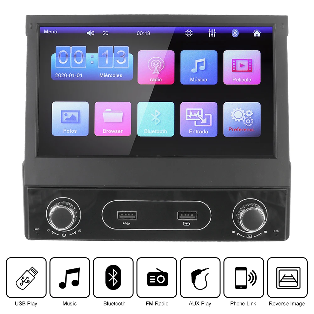 AUX Input 1 Din Retractable Screen 2 USB Port Multimedia Player ...