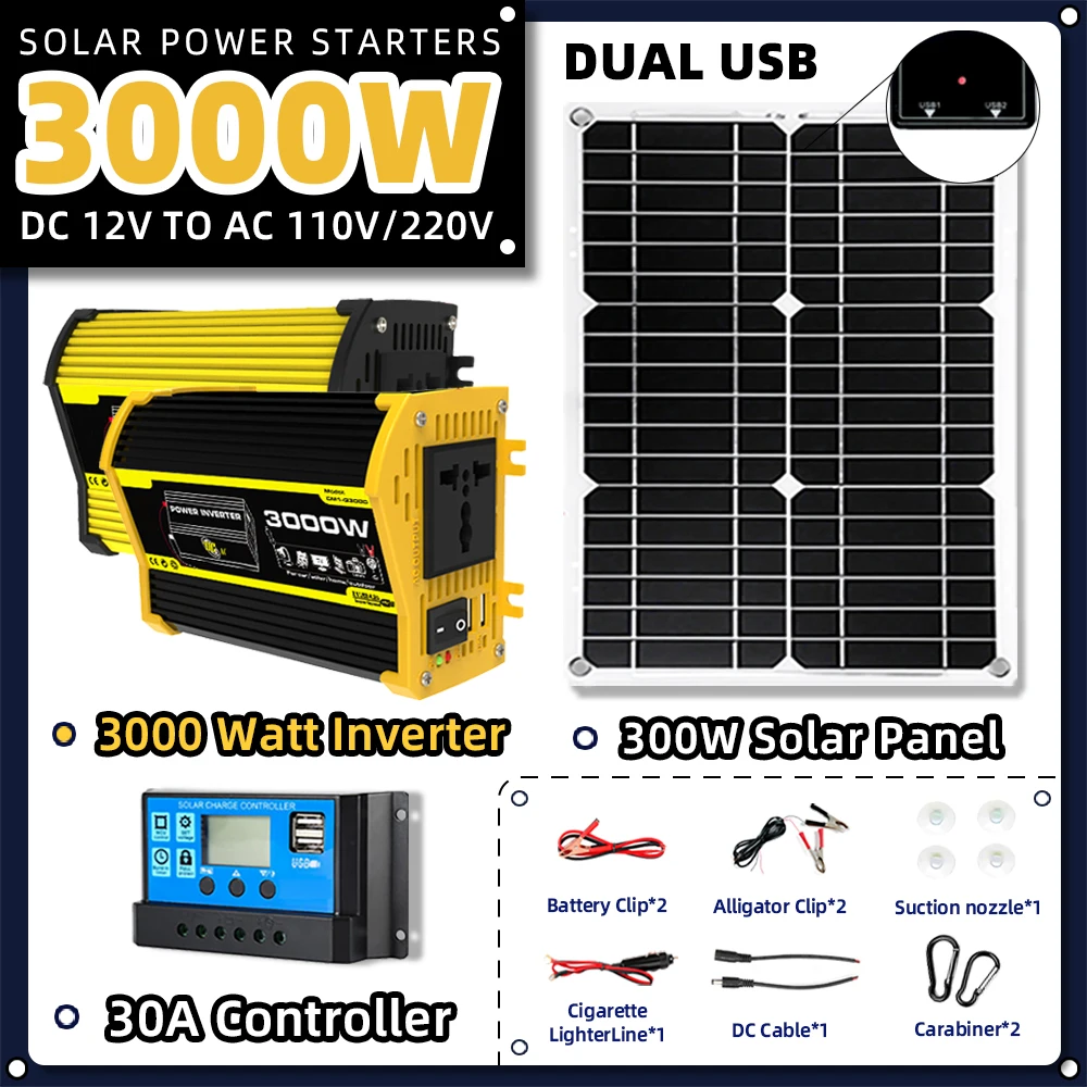 300W-18V-Solar-Panel-Sub-3000W-Solar-Panel-Kit-with-30A-Controller ...