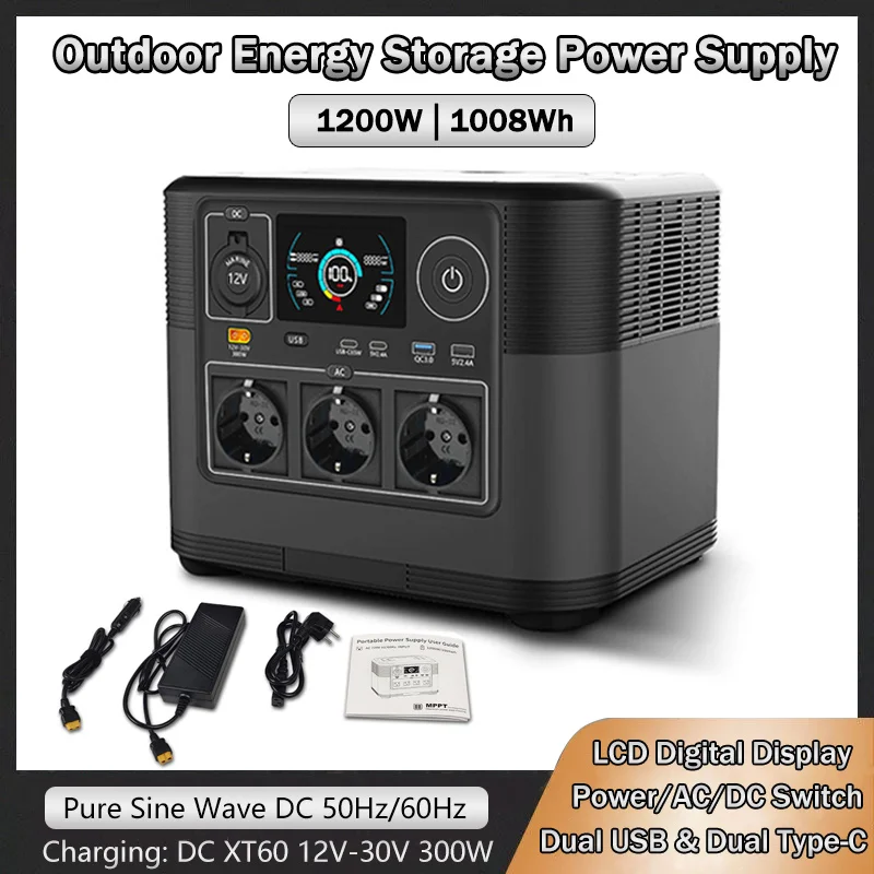Pure-Sine-Wave-1200W-2000W-Power-Station-DC-12V-LCD-Display-Outdoor ...