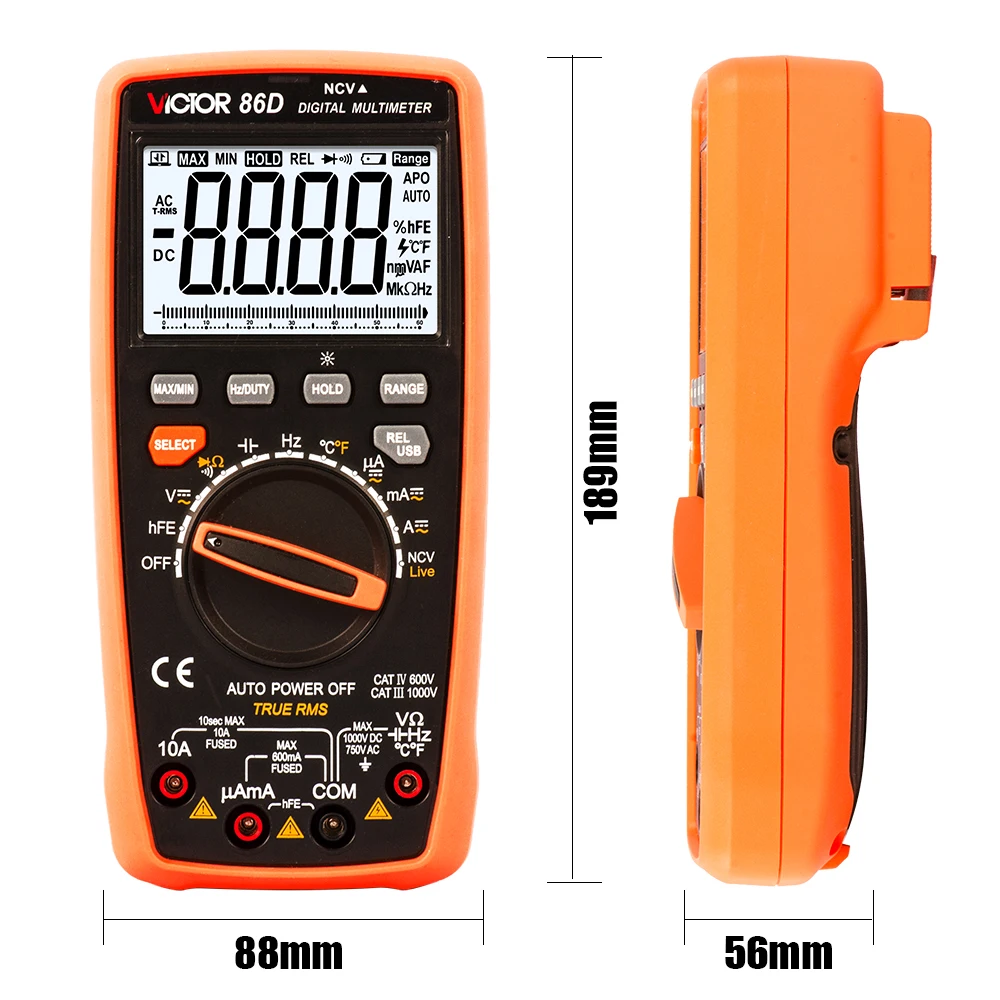 VICTOR Digital Multimeter Voltage Tester 22000Counts 1000V DV/AC ...