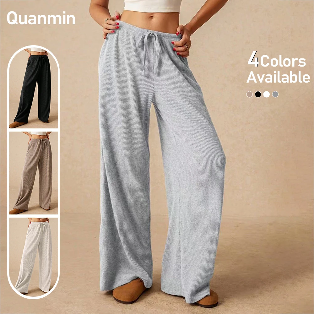 Casual Loose Autumn And Winter Solid Color Floor Length Wide Leg Women ...