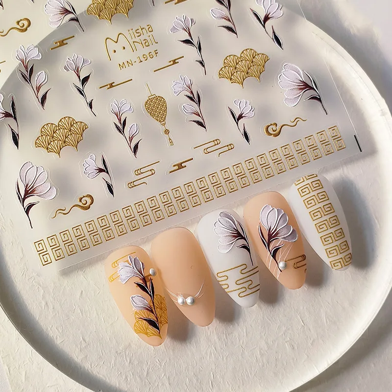 5D-Realistic-Palace-Style-White-Magnolia-Flowers-Gold-Cloud-Retroflex ...