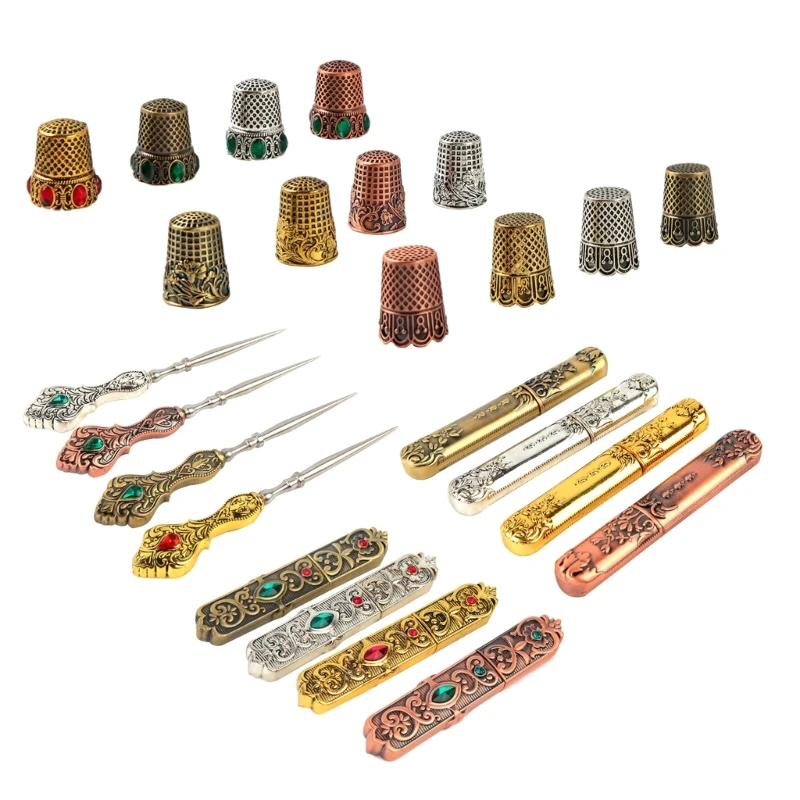 Exquisite-Metal-Needle-Case-Practical-Sewing-Thimble-Rings-Sewing ...