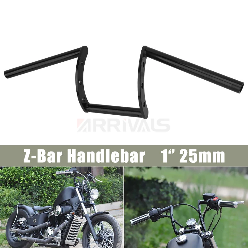 Motorcycle Steel 1" Drag Bar Z Bar Pullback Handlebar For Harley Honda ...