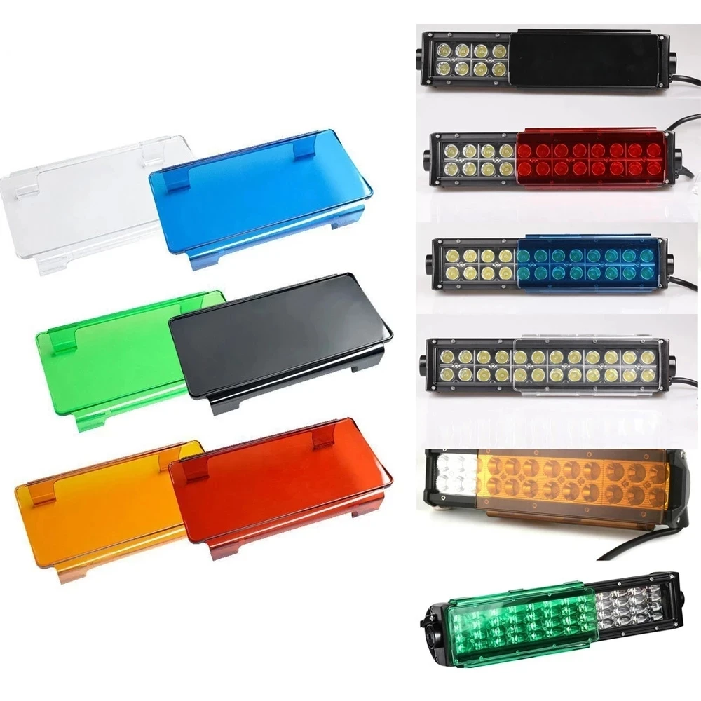 6inch-8inch-Led-Light-Bar-Lens-Cover-Amber-Black-Red-Blue-Green-Clear ...