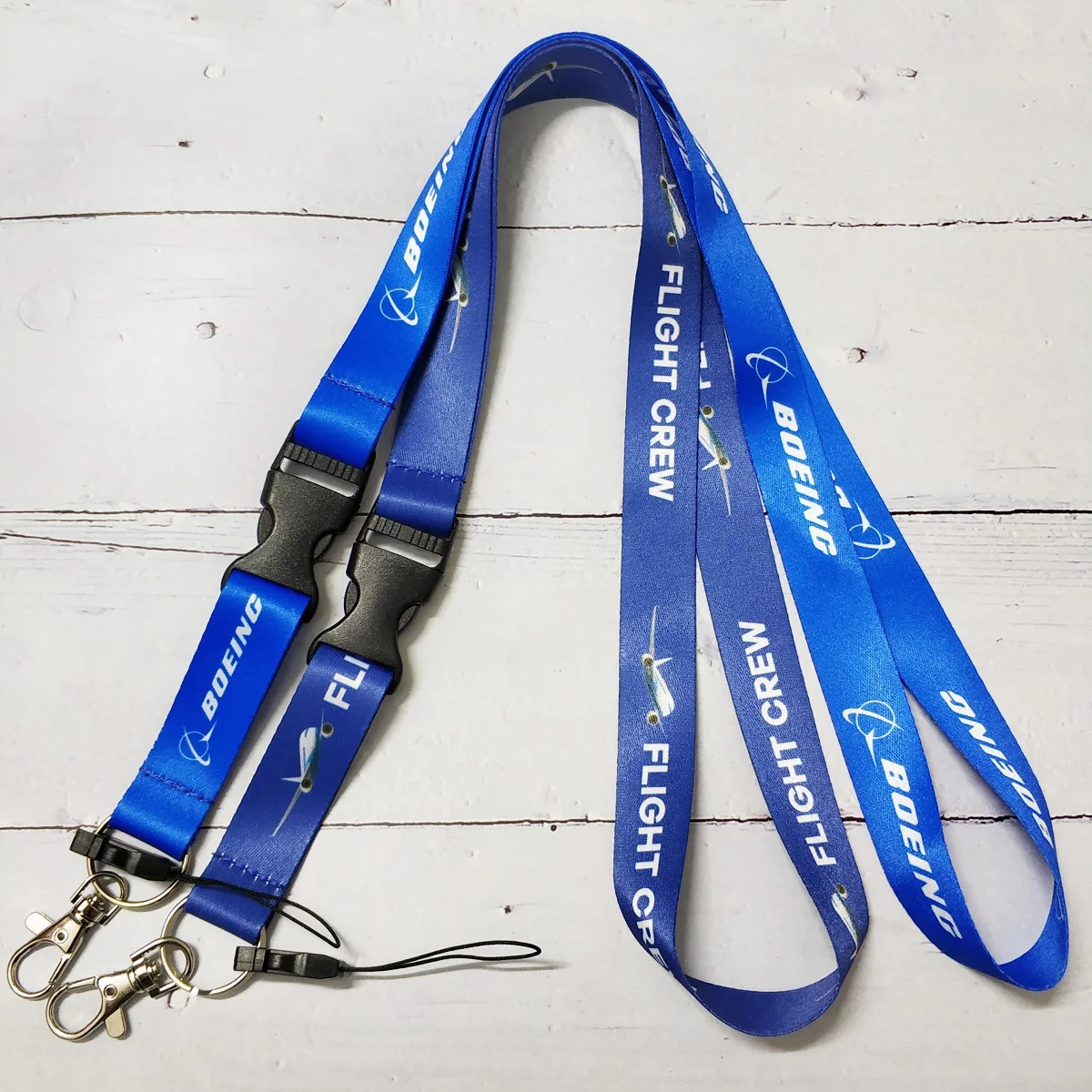 2-PC-Blue-Boeing-Lanyard-Neck-Strap-Flight-Crew-Plane-Phone-Strap ...