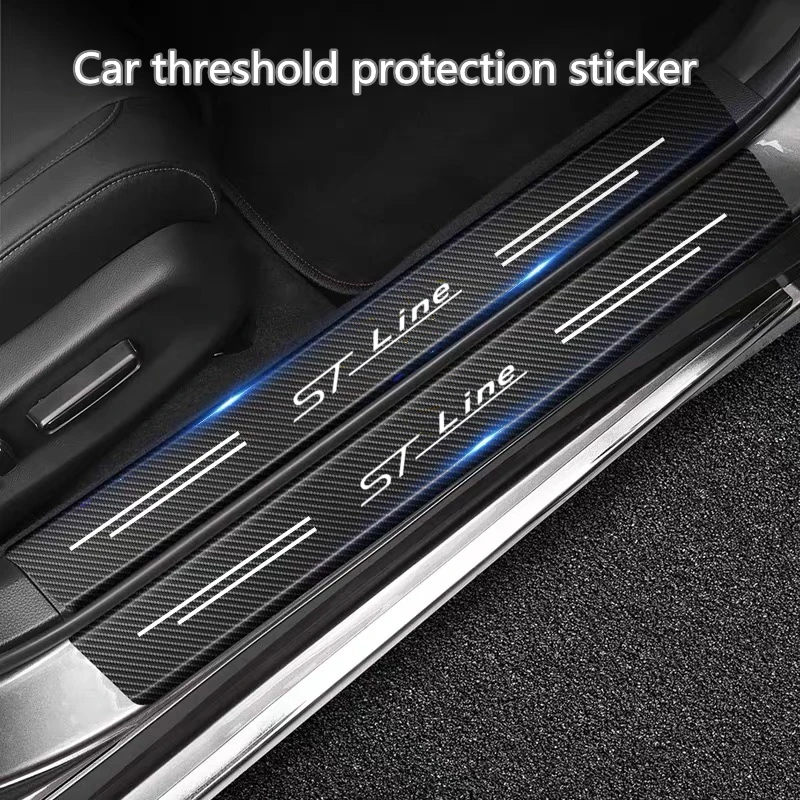 Carbon-Fiber-Car-Sticker-DIY-Paste-Protector-Strip-Auto-Door-Sill-Side ...