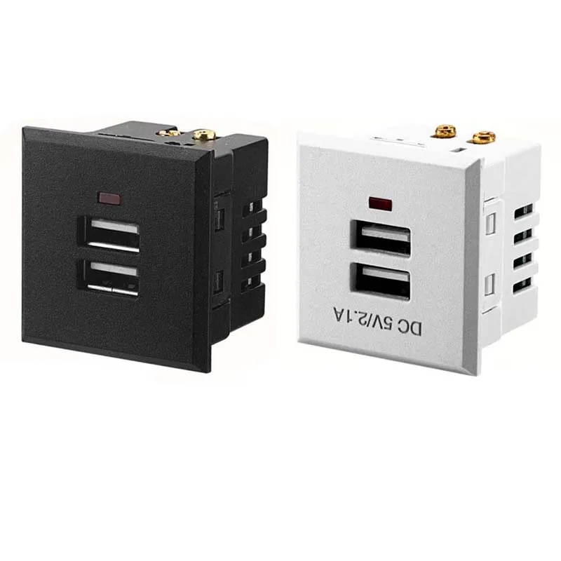 Supply Black White Card type dual USB power socket embedded USB (5V 2 ...
