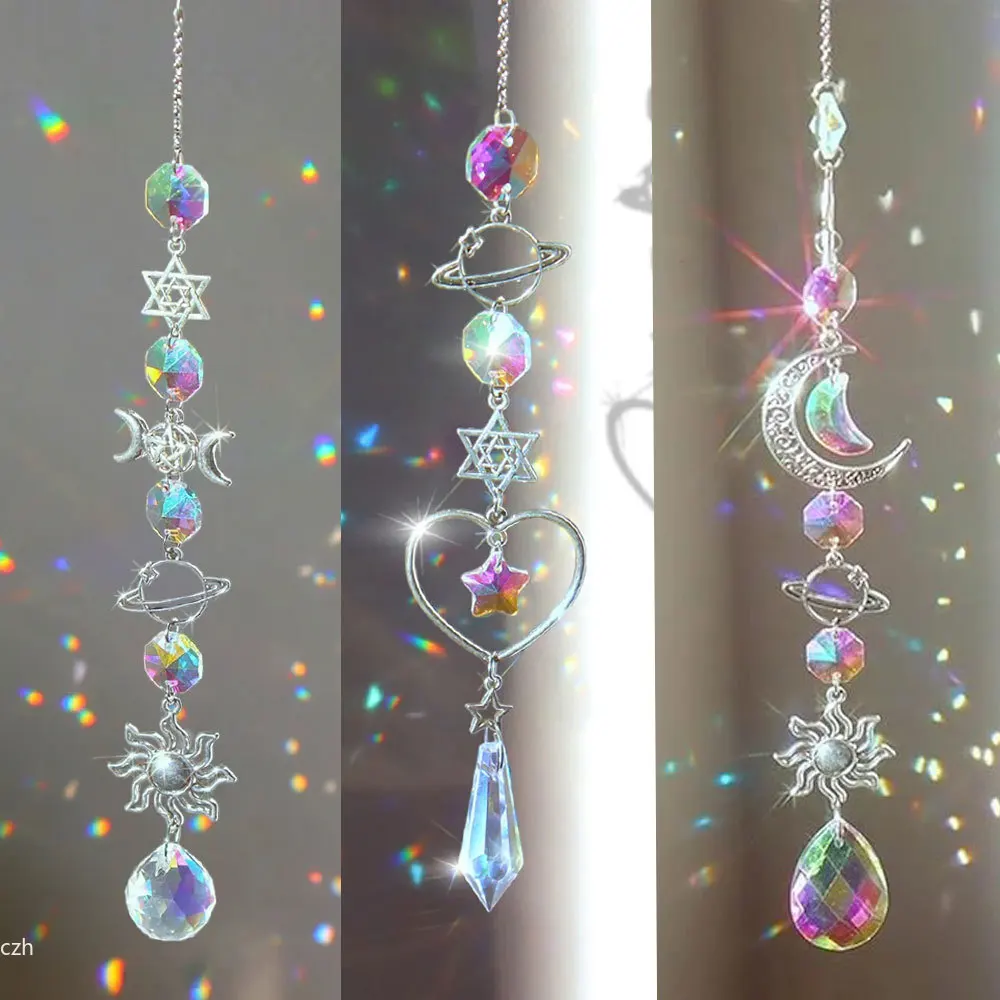 Crystal Wind Chime Rainbow Maker Sun Catcher Dream Catcher Pendant Home ...