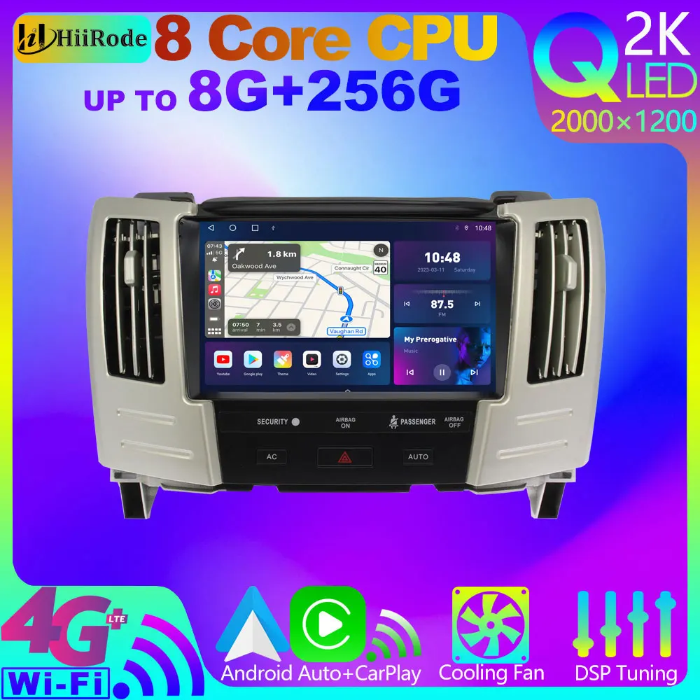 HiiRode QLED 2K 8G+256G Android 12 GPS Car Radio For Toyota Harrier ...
