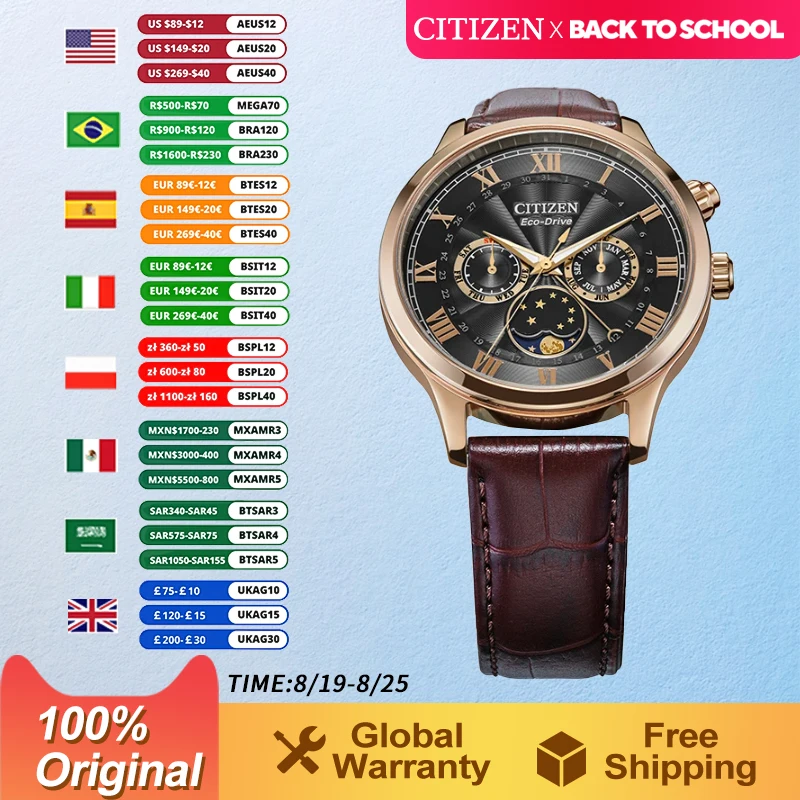 CITIZEN-Men-s-Watch-Eco-Drive-Elegant-Star-Moon-Blue-Disc-Steel-Band ...