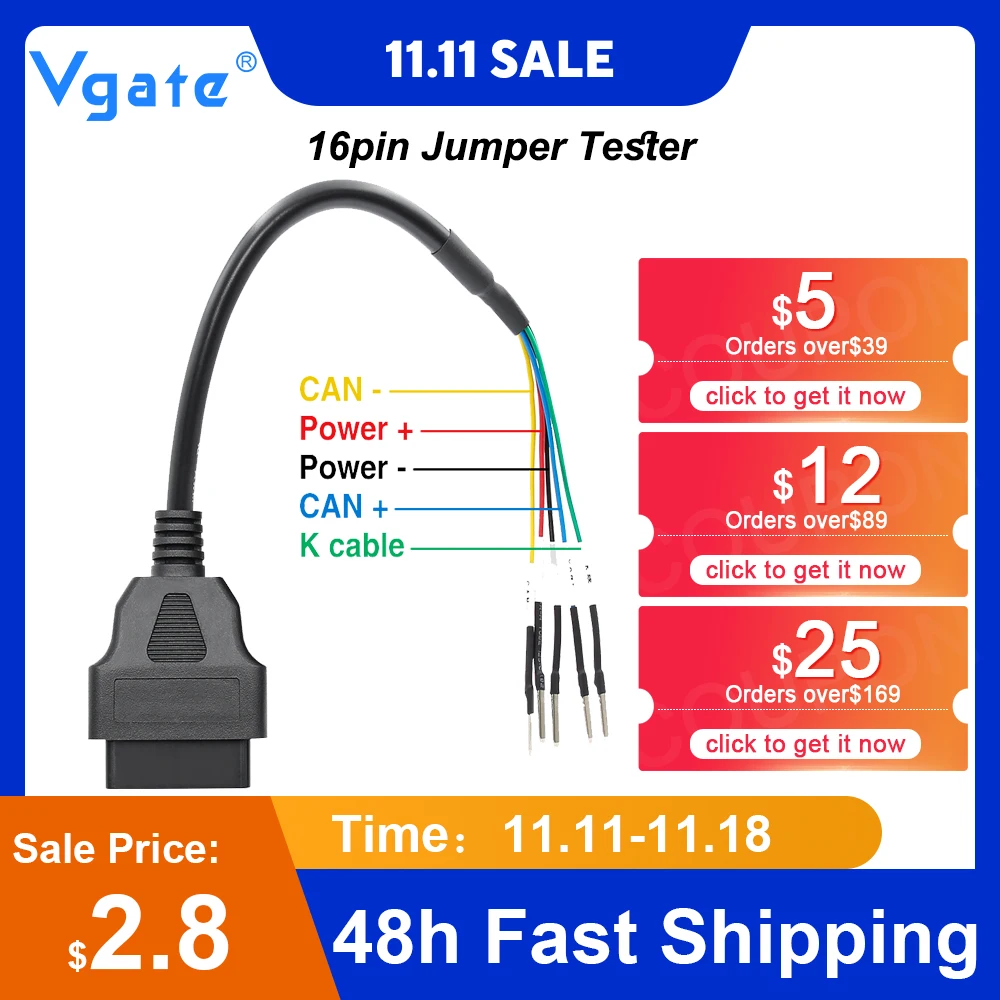 16pin-Jumper-Tester-Connector-OBD-OBD2-Female-K-Line-Can-Line-Universal ...