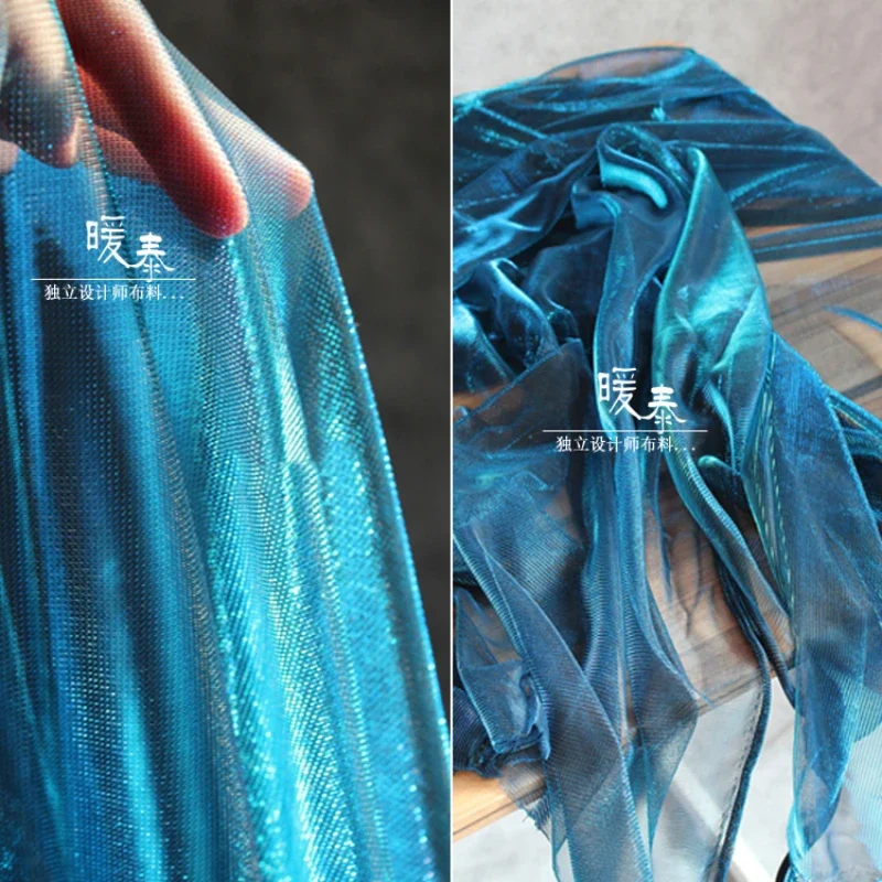 Mesh-Fabric-Laser-Transparent-Blue-Hollowed-Out-Wedding-Dress-Wholesale ...