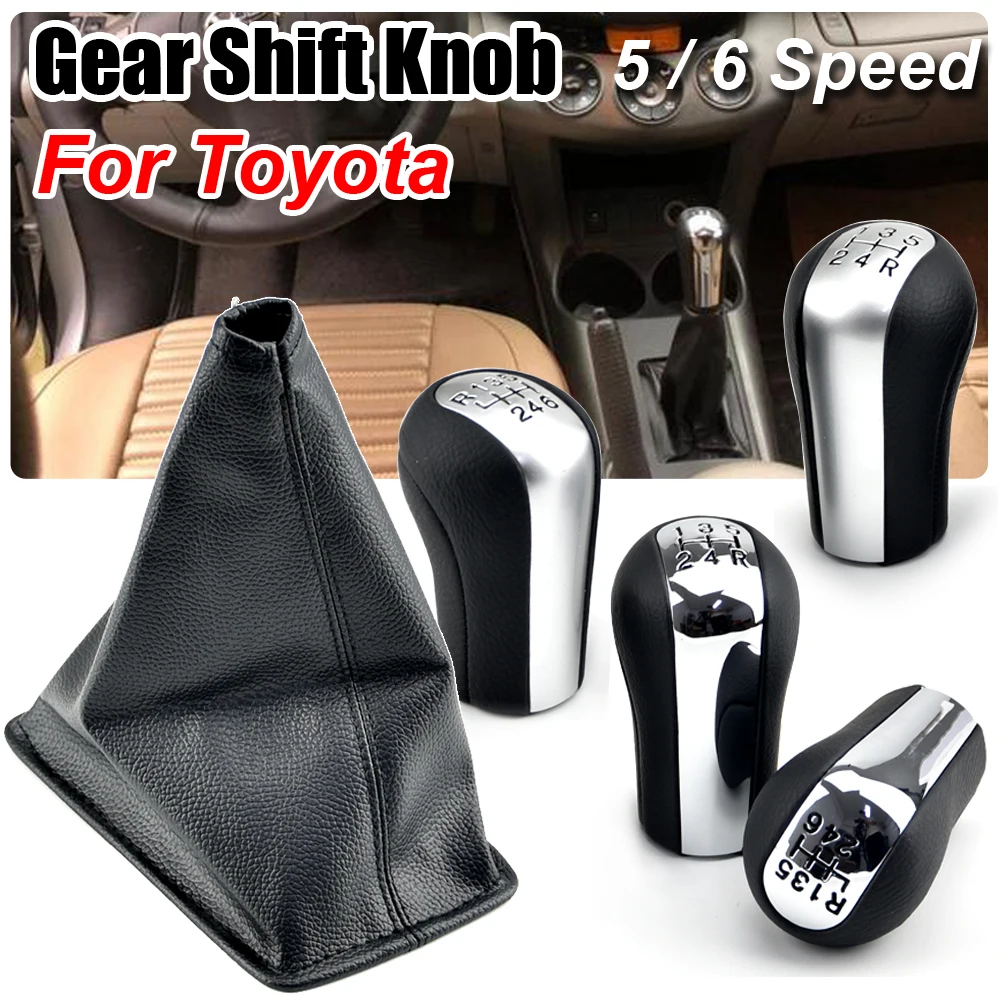 Black-PU-Leather-Car-5-6-Speed-Gear-Shift-Shifter-Knob-Lever-Gaiter ...