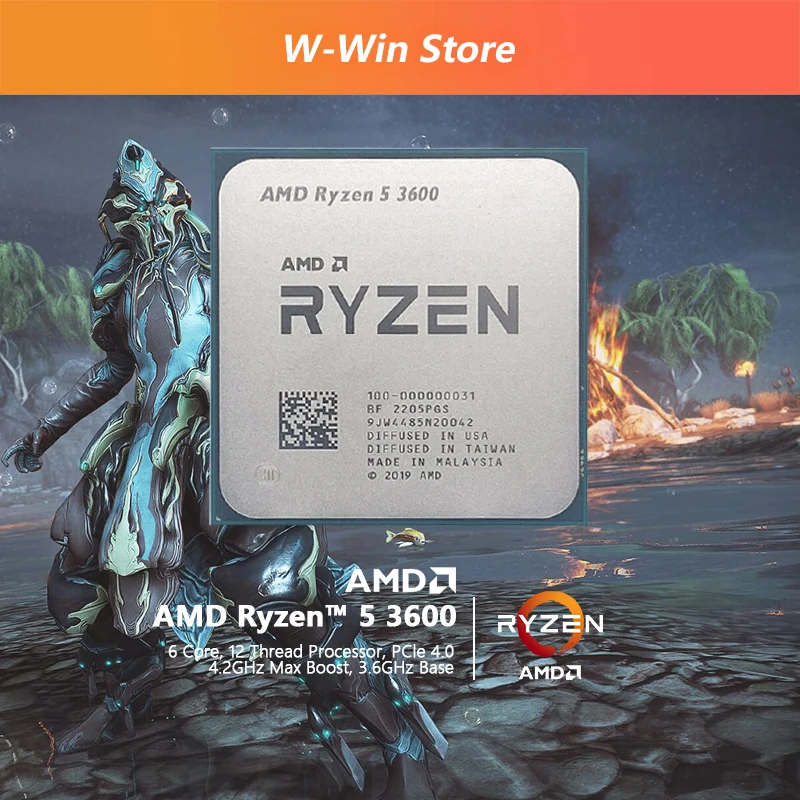 AMD Ryzen 5 3600 R5 3600 3.6 GHz 6 코어 12 스레드 CPU 프로세서, 7NM 65W L3 = 32M ...