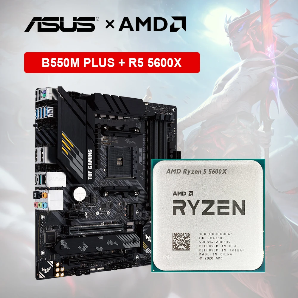AMD 신제품 Ryzen 5 5600X R5 5600X CPU, ASUS TUF GAMING B550M 플러스 마더보드 세트 ...
