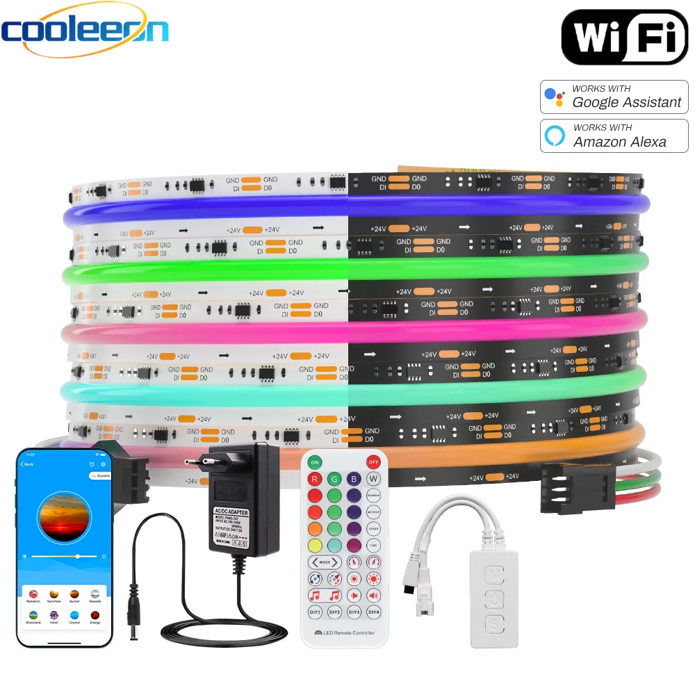 RGB-IC-Addressable-FOB-COB-LED-Strip-Light-Kit-with-Tuya-Wifi ...