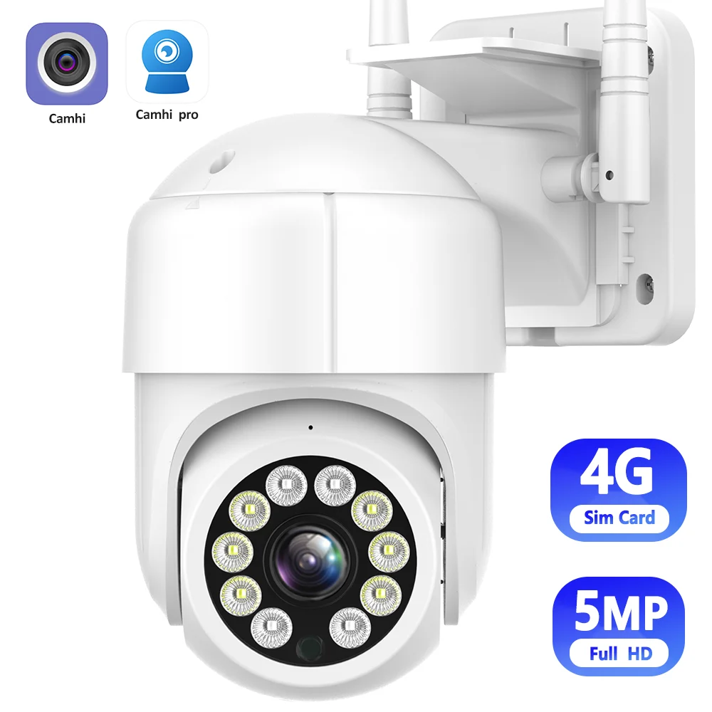 5mp Hd Ip Camera With 4g Sim Card Outdoor Wifi Camera 1080p Ai Tracking ...