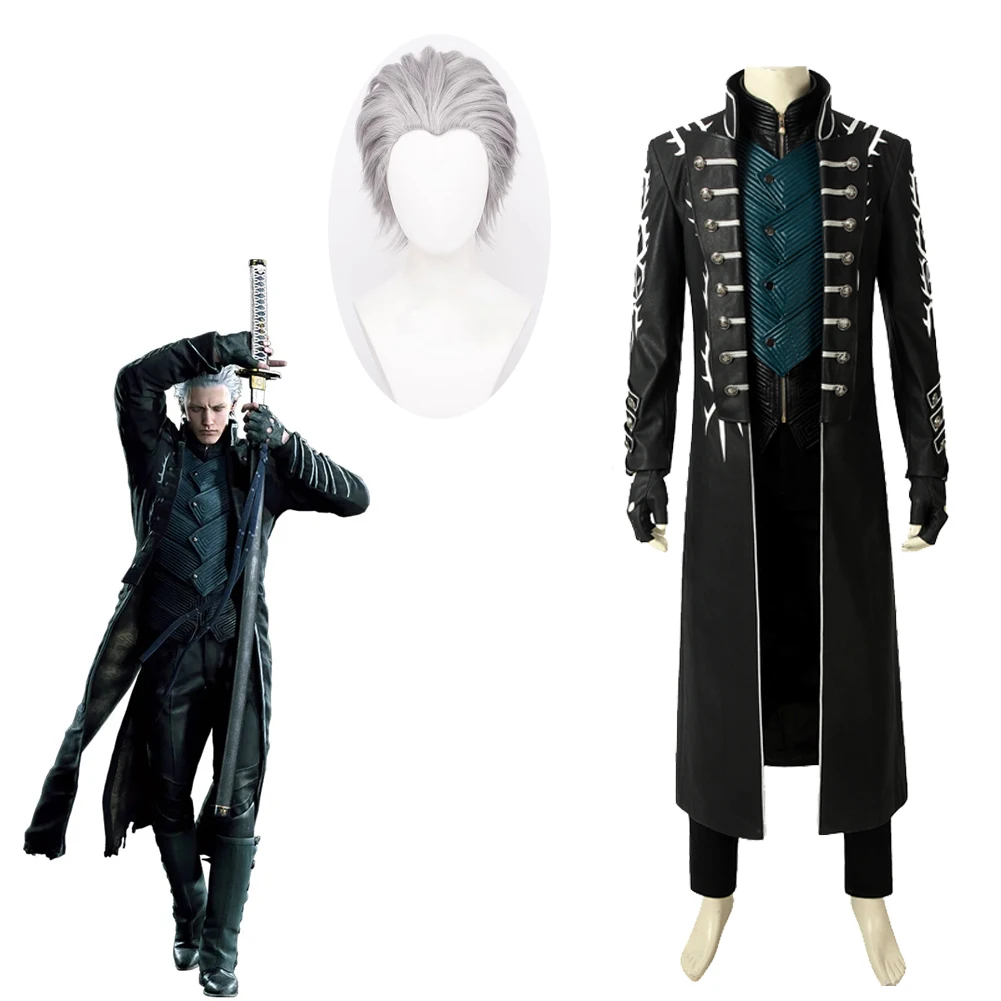 Disfraz De Demon Hunter Vergil Chaqueta Larga De Moda Traje De Carnaval