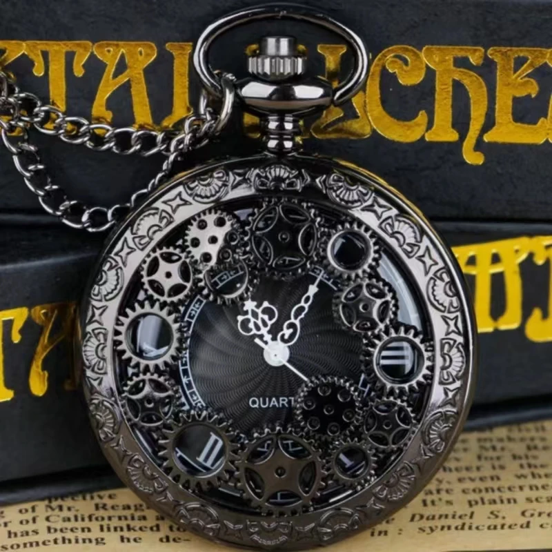 Pocket-Watch-Double-Display-Flip-Cover-Hollowed-out-Vintage-Necklace ...