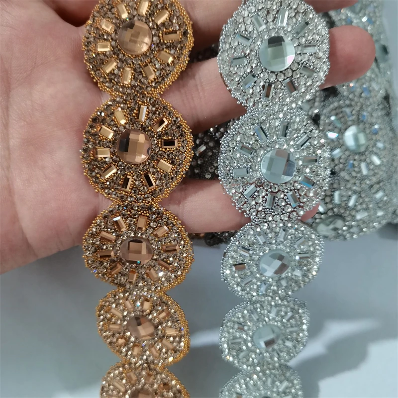 Rhinestone-Beaded-Trim-Resin-Rhinestone-Hotfix-Ribbon-Iron-on-Chain-for ...