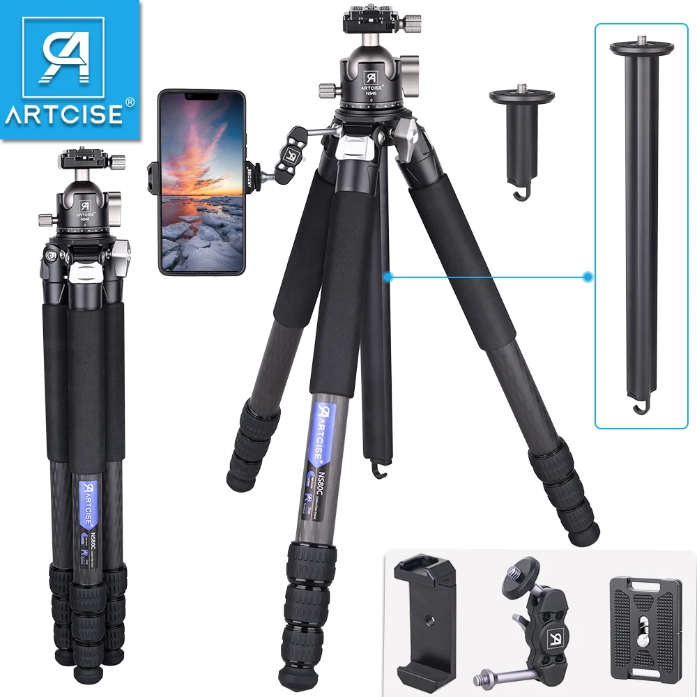ARTCISE NS80C Professiona Compact Travel CarbonFiber Camera Tripod with ...