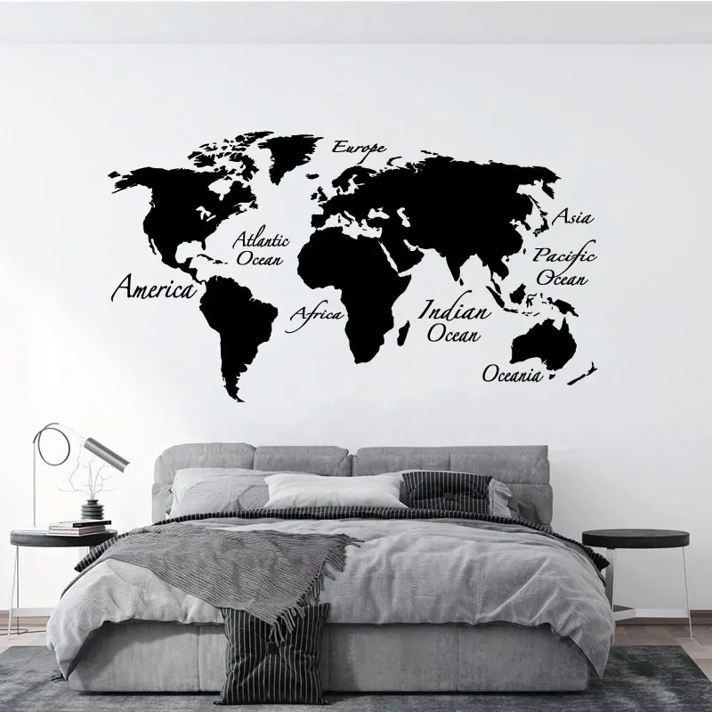 Vinilo Decorativo De Pared Con Mapa Del Mundo Gigante