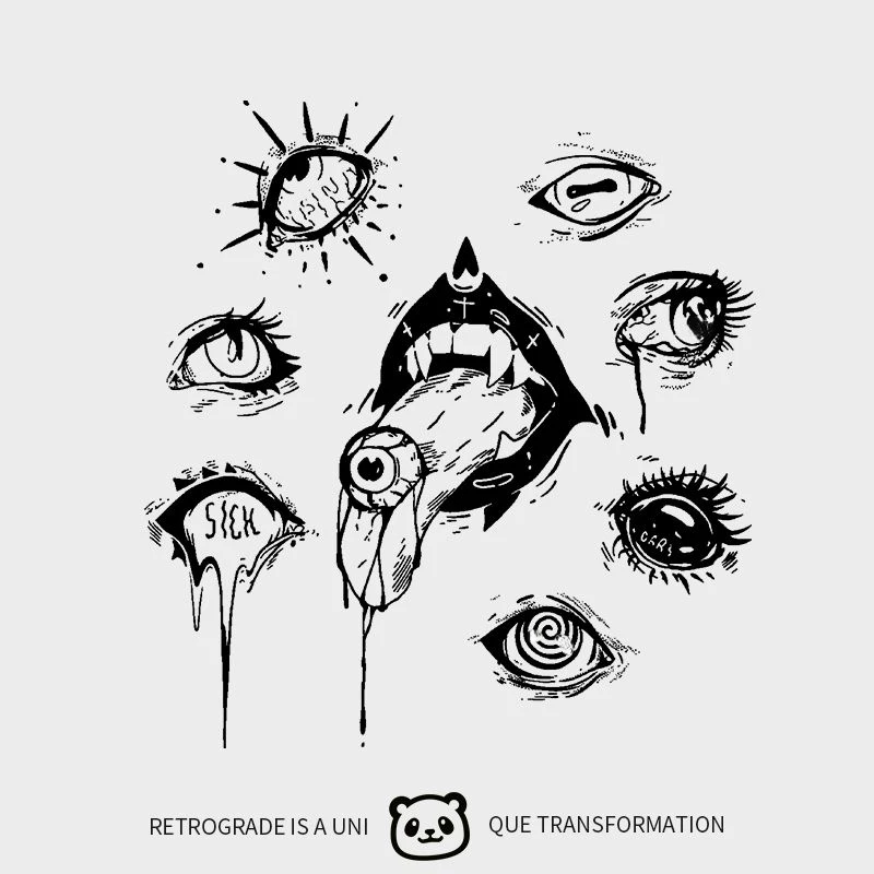 Devil Demon Eyes Tattoo Temporary Tattoo Sticker Punk Mouth Art Tatoo ...