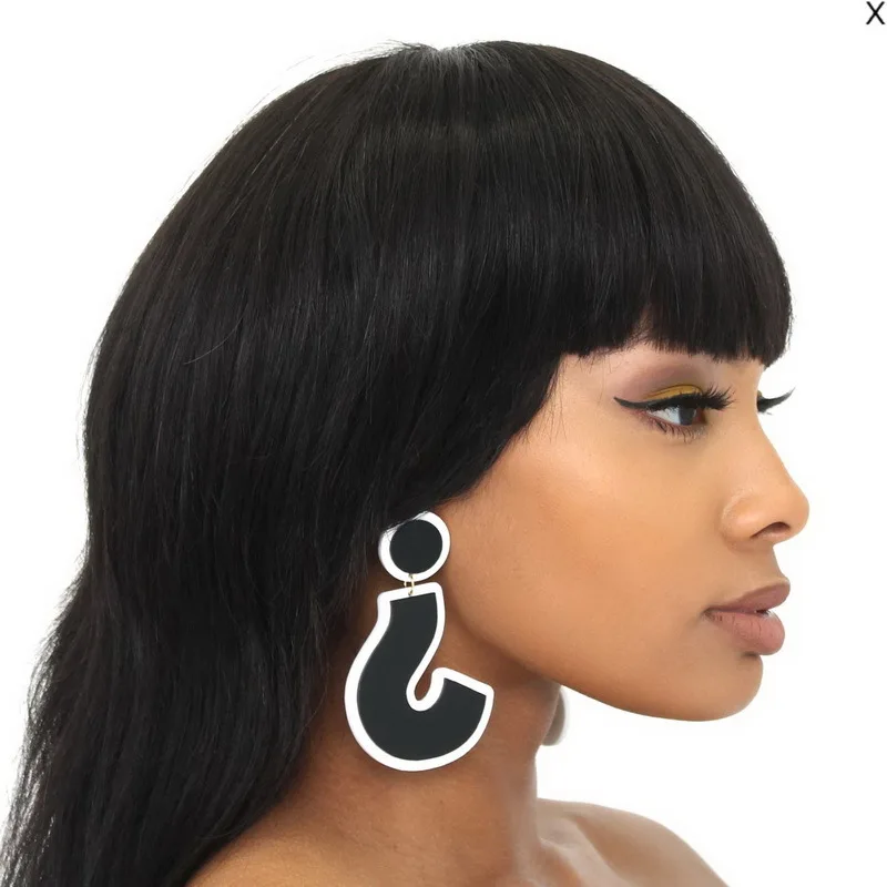 Exaggerated Female Simple All match Funny Symbol Earrings Acrylic Hip ...
