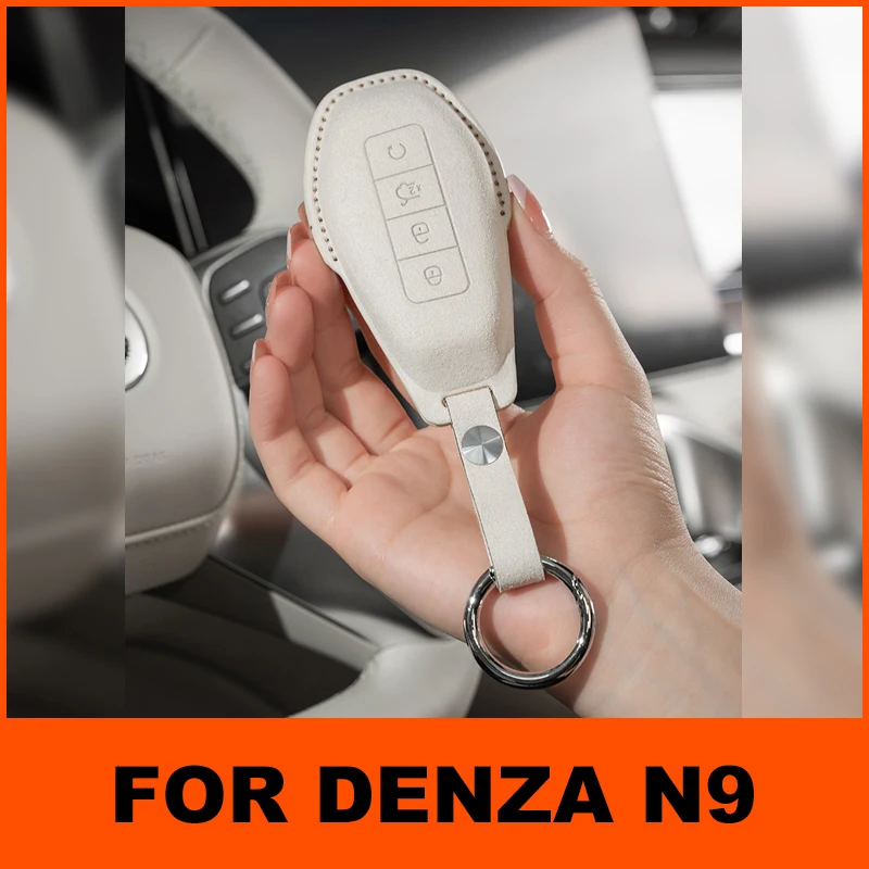 For Denza N9 Suede Leather Car Smart Key Case Fob Cover Shell ...