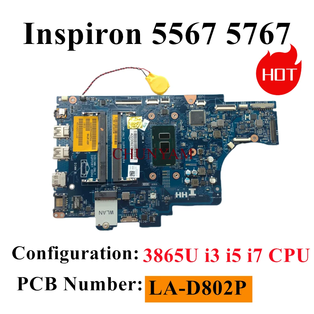 LA-D802P-FOR-Dell-Inspiron-15-5567-17-5767-Laptop-Motherboard-Mainboard ...