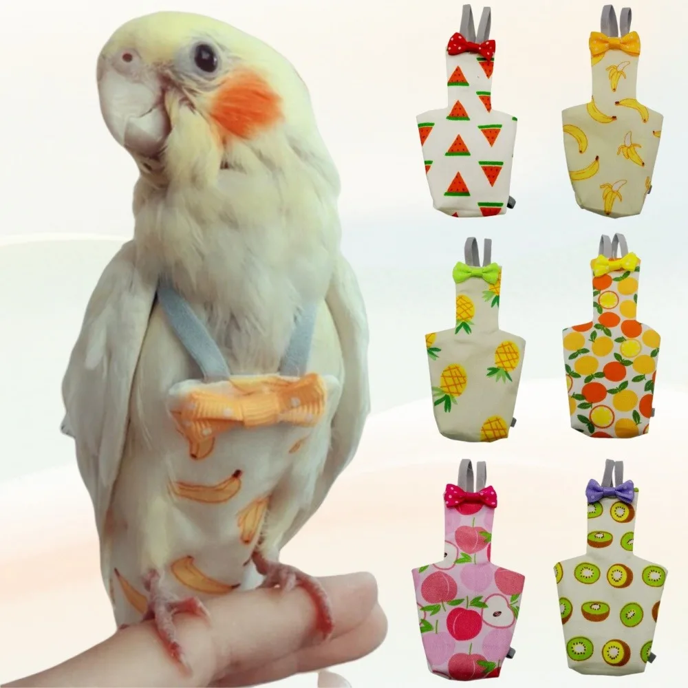 Parrot Diaper Pet Bird Diaper Flight Suit Bow Colored Fruit Flower ...
