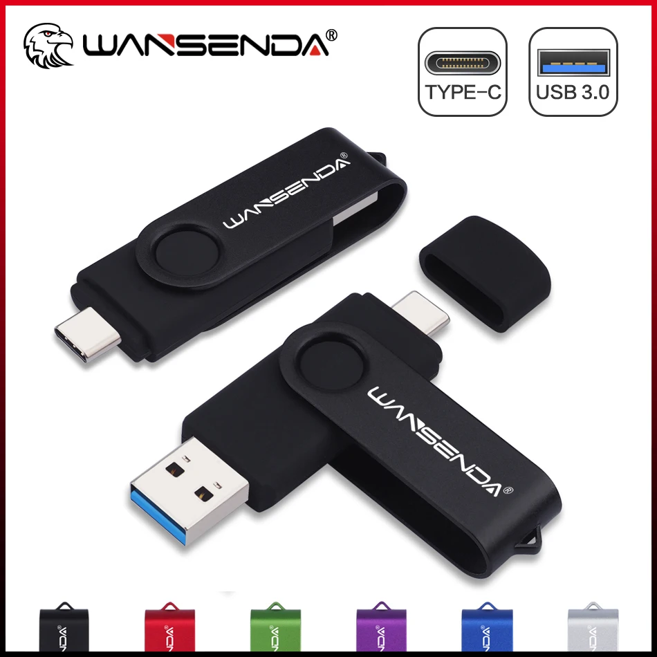 WANSENDA USB Flash Drive 128GB 256GB TYPE C Pendrive 16GB 32GB 64GB ...