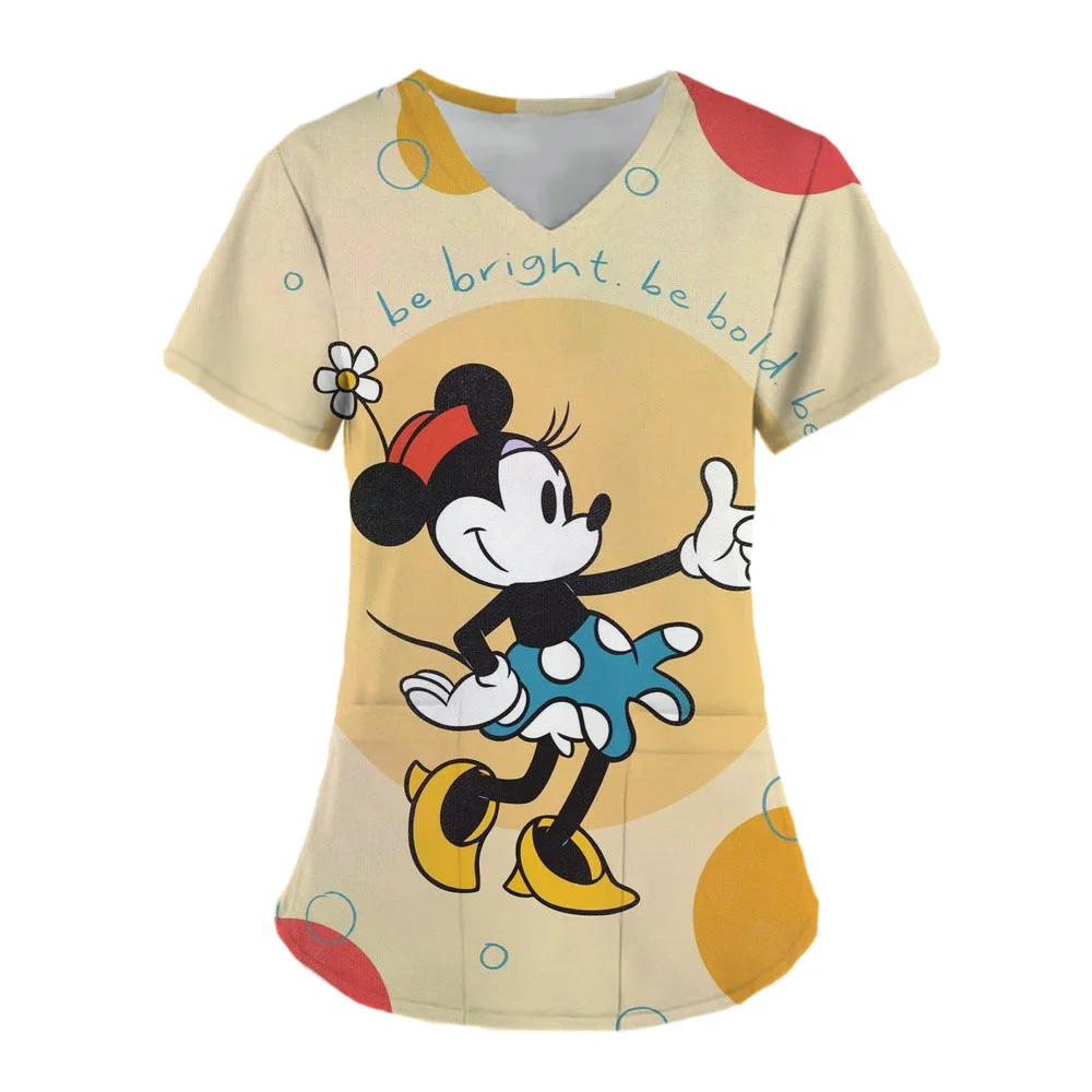 Uniforme de Disney para mujer, estampado 3D de Mickey Mouse, camisa de ...