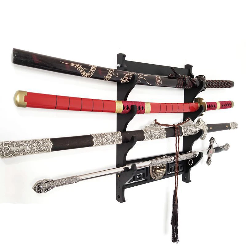 1-2-3-4Layer-Wall-Mounted-Samurai-Knife-Holder-Sword-Stand-Solid-Wood ...
