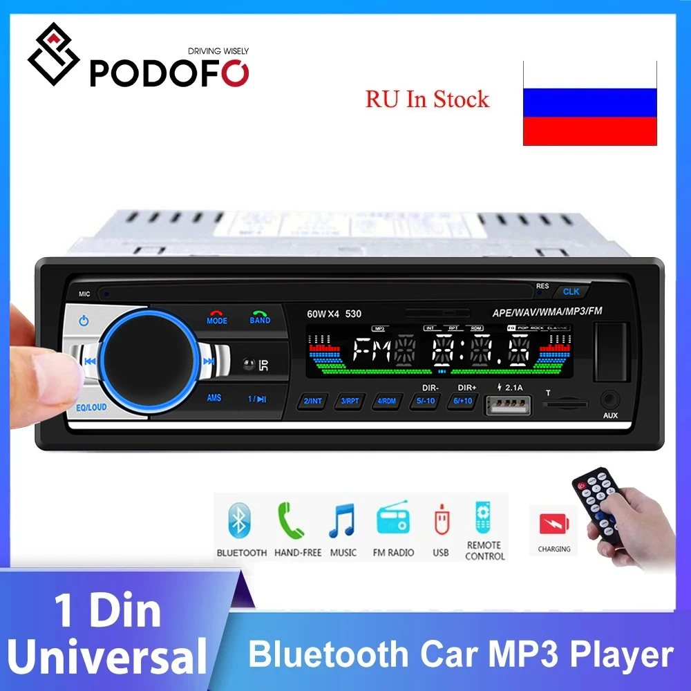 Podofo-Stereo-Receiver-1DIN-In-Dash-Car-Radios-12V-Bluetooth-Autoradio ...