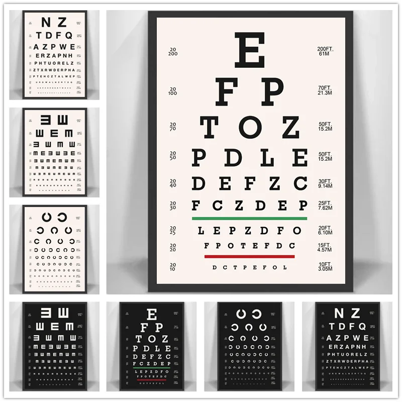 Tables Visual Acuity Eye Exam Chart Test Nordic Posters and Prints Wall ...
