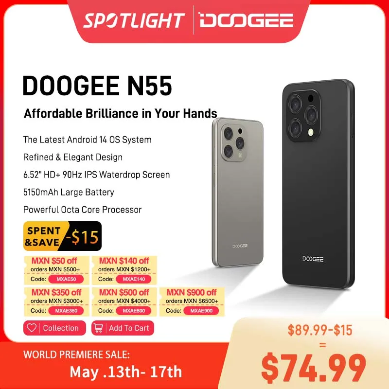 DOOGEE-N55-Smartphone-6-56-90Hz-Tela-IPS-9GB-de-RAM-128GB-Desbloqueio ...