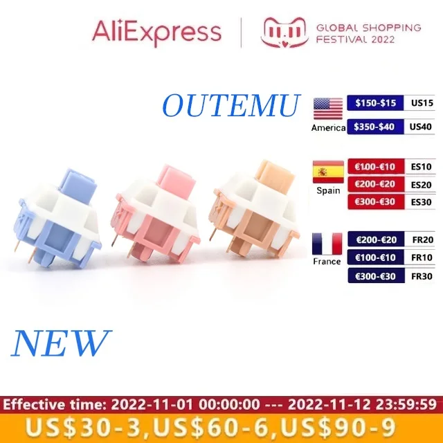 Outemu Switches Lubed Mechanical Keyboard Switch 5pin Silent Tactile ...