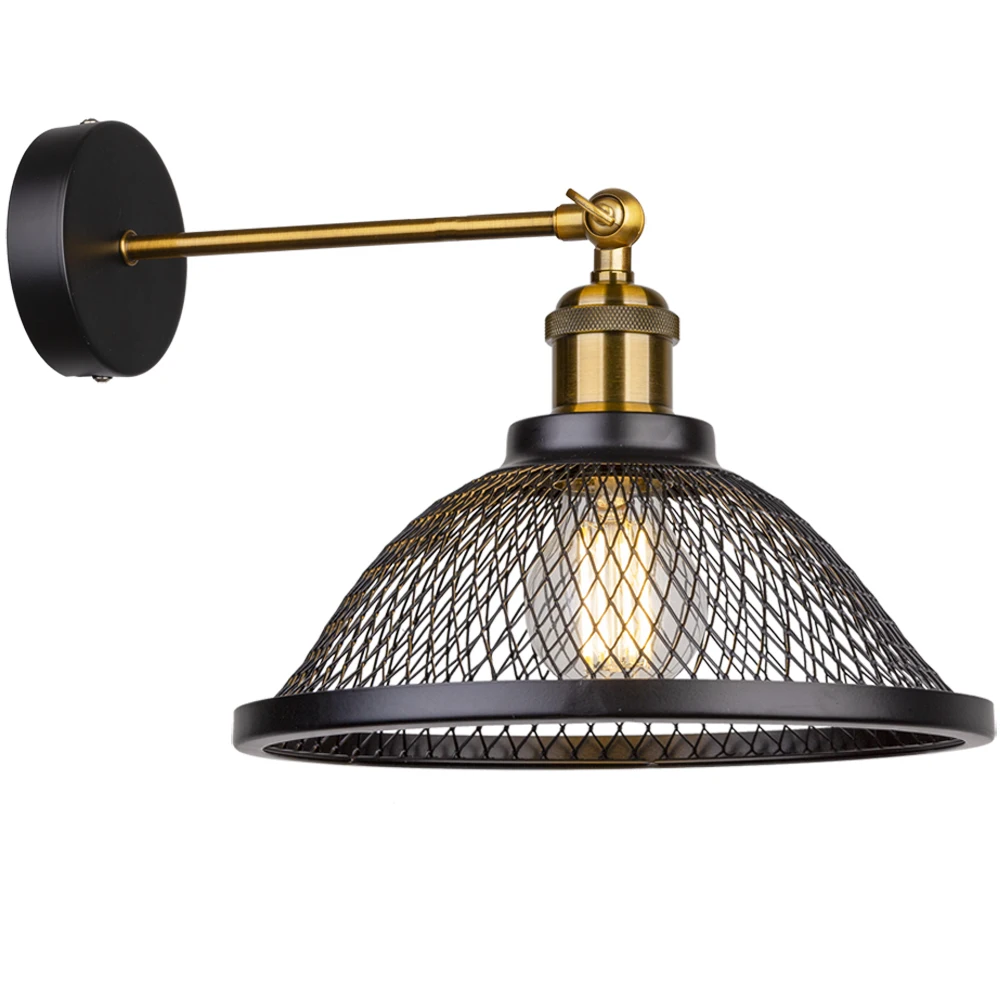 Vintage Iron net Wall Lamp Modern Black metal cage Wall Lights Bedroom ...