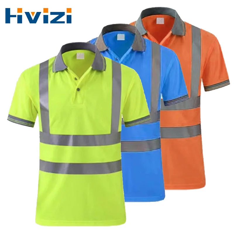 S-6XL Reflective Safey Polo Shirt Hi Vis Polos High Visibility Workwear ...