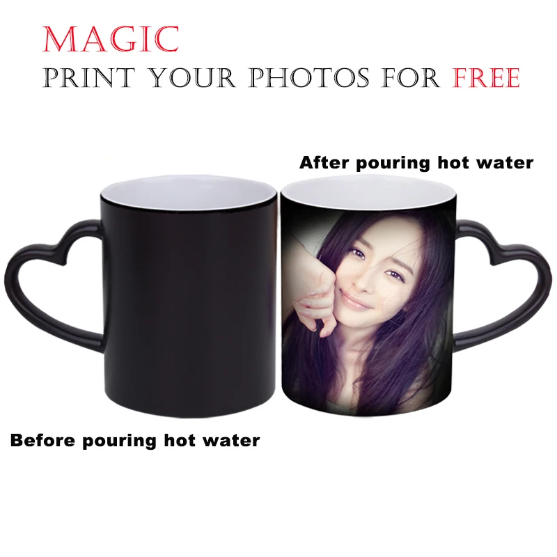 Custom color changing mug,pour hot water to display the picture cups ...