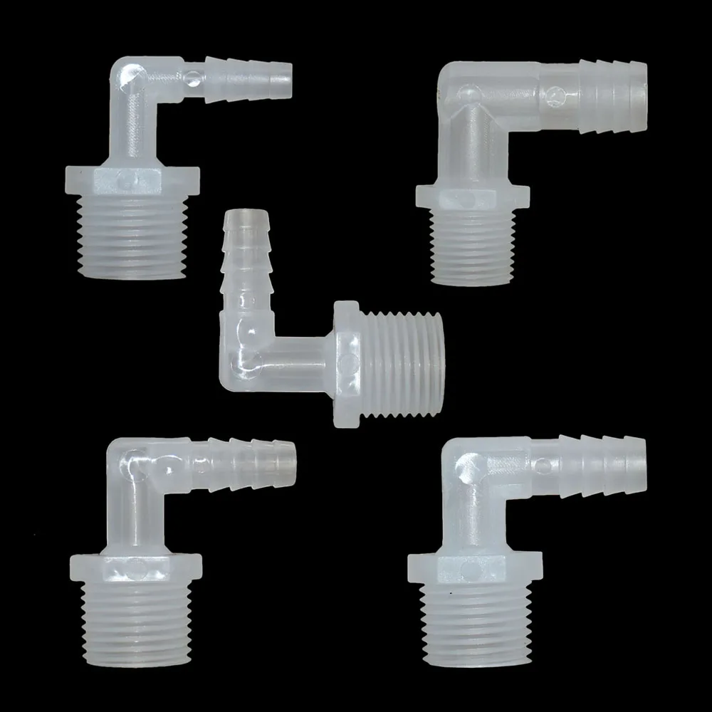 Plastic Hose Fitting 6/8/10/12/14/16/19mm Hose Barb Connector Elbow 1/2 ...