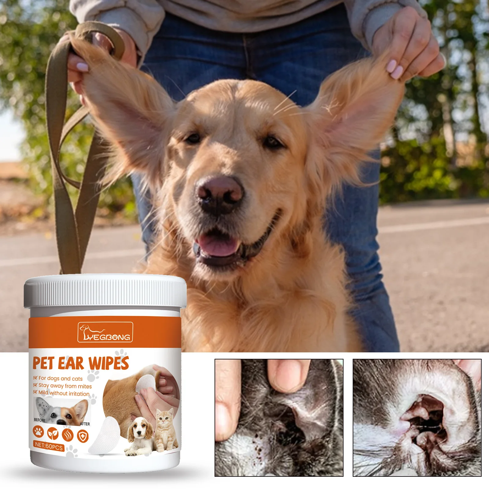 Pet-Ears-wipes-Tissue-Stay-Away-From-Mites-Earwax-Eyes-and-Ears-Mild ...