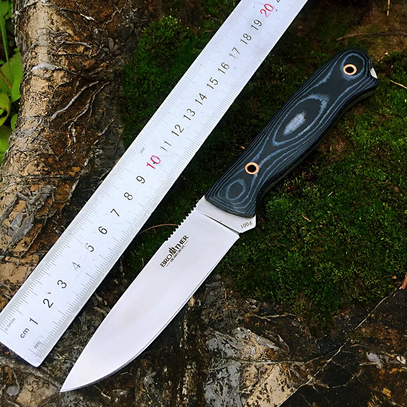 Brother Knife F001 Bushcarft Hunting Knives Stone Wash Micarta Grips ...