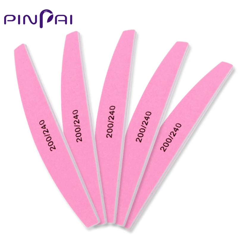 Pinpai 5pcs Half Round Pink 200 240 Grits Nail File For Manicure ...