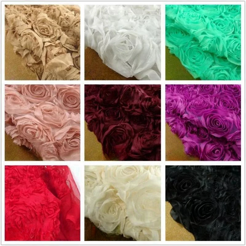 Multicolour 3D Rose Flowers Formal Lace Fabric Women's Clothes Wedding ...