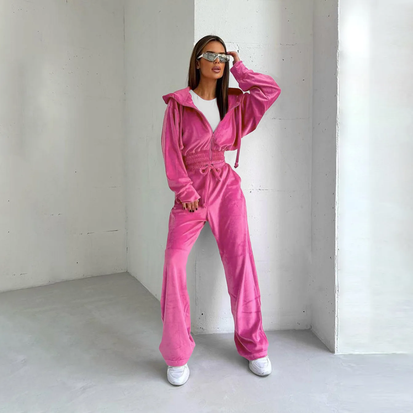 Conjunto de chándal de terciopelo para mujer, sudadera de 2 piezas ...